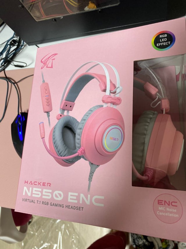앱코 HACKER N550 ENC 가상 7.1채널 RGB 게이밍 헤드셋 핑크 :: 컴퓨터 전문 쇼핑몰 가이드컴