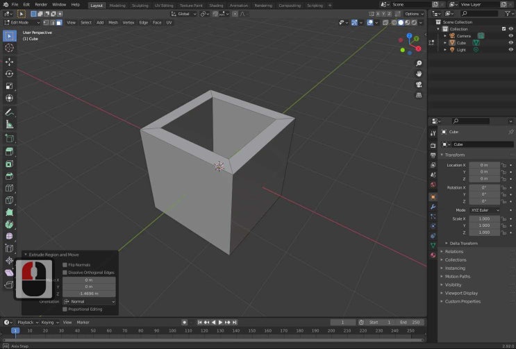 3D 블렌더(blender) 기초 4_Inset Face & Extrude : 네이버 블로그