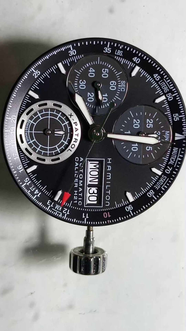 [해밀턴 시계]HAMILTON CALIBER H21 AUTOMATIC 순찰 크로노그래프 데이데이트 H765560 남자용 수리의뢰 ...