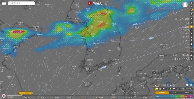 날씨 비 예상 ECMWF GFS ICON Windy 기상청 날씨누리 (윈디닷컴 ecmwf gfs icon 유럽중기예보센터 미국 ...