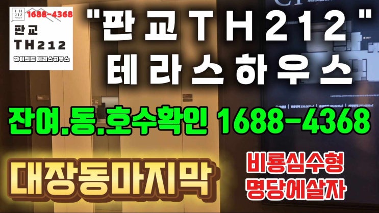 ️대장동 테라스하우스 TH212 선착순 동.호지정 모델하우스 대표번호 1688-4368 ️ : 네이버 블로그