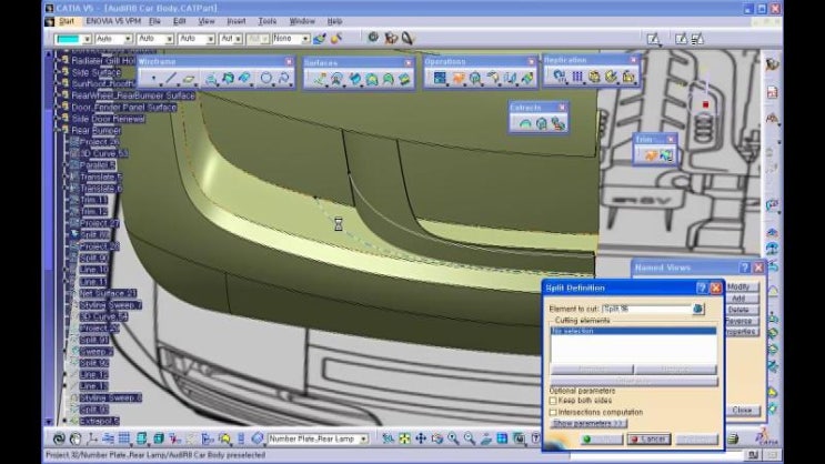 Catia AudiR8 자동차 모델링(FreeStyle활용) DVD샘플강좌 ::: 12강 Number Plate_Rear ...