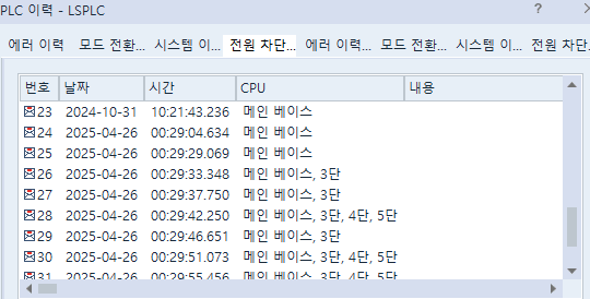 Solution Square : XGR 운용중 통신두절 및 순시정전 로그 이력