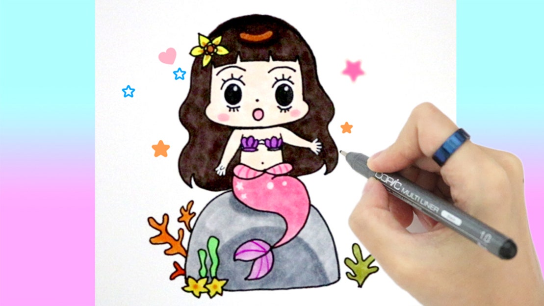 안녕자두야 인어공주그리기★How To Draw A Cute The Little Mermaid~~Hello Jadoo★손그림~예뿍 ...