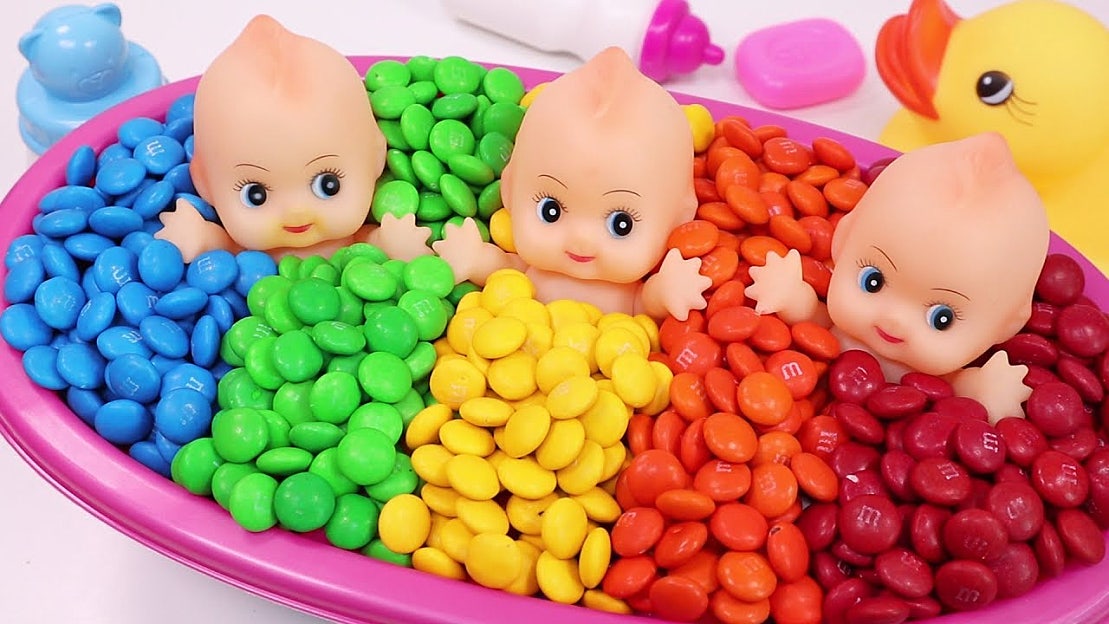 ABC Song Learn Colors M&Ms Triple Baby Doll Bath Time and Ice Cream ...