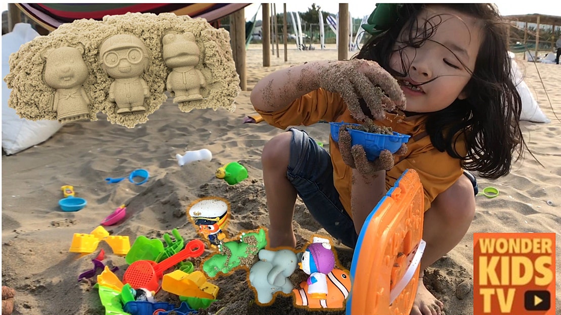 중장비 모래놀이 바닷가에서 모래놀이 모래성 만들기 모래로 뽀로로 만들어요 Sandcastle 네이버 Tv