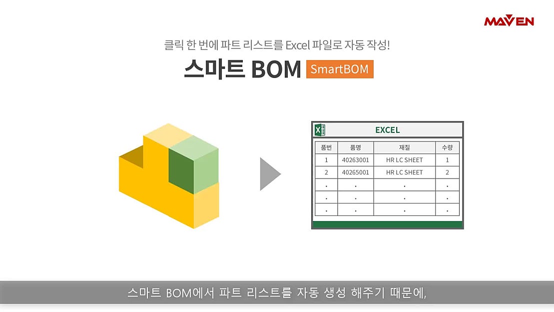 [myCADtools] 클릭 한 번에 파트리스트를 Excel 파일로 자동 작성! 스마트 BOM SmartBOM - 네이버 TV