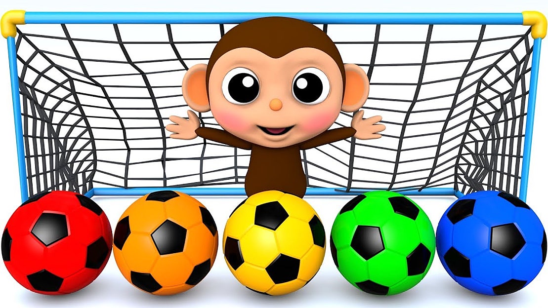 Learn Colors with Baby Monkey Soccer Ball as PACMAN Finger Family Song ...