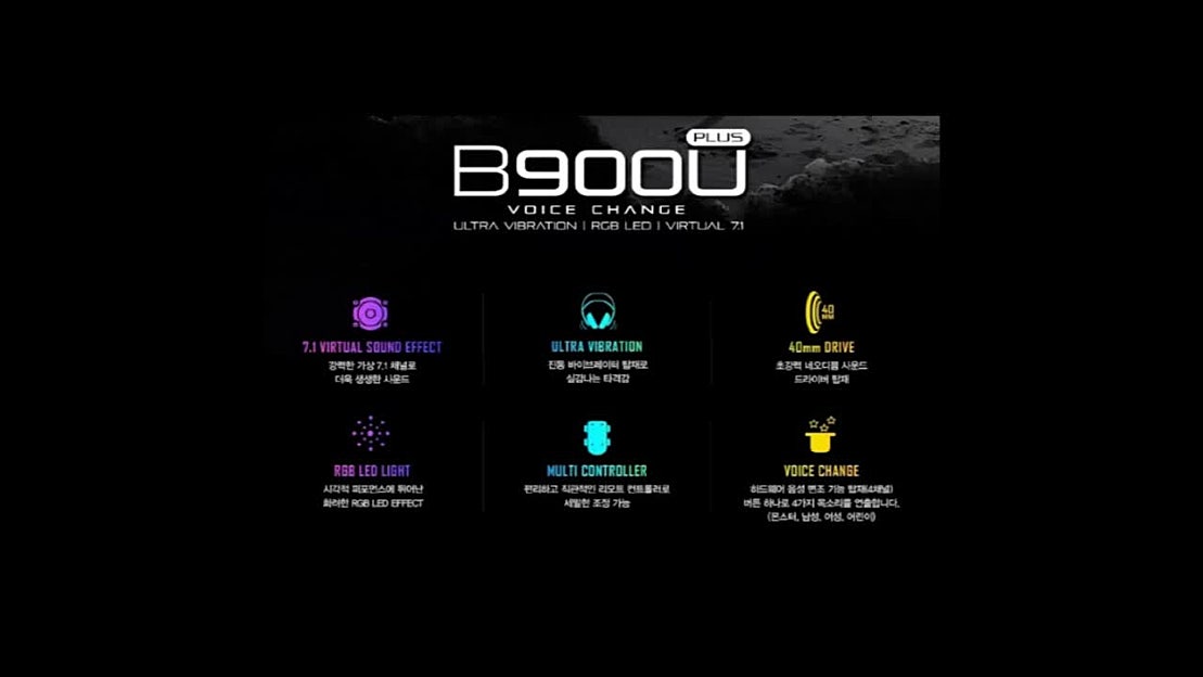 ABKO HACKER B900U PLUS 음성변조 버추얼 7.1 진동 RGB 게이밍 헤드셋 - 네이버 TV