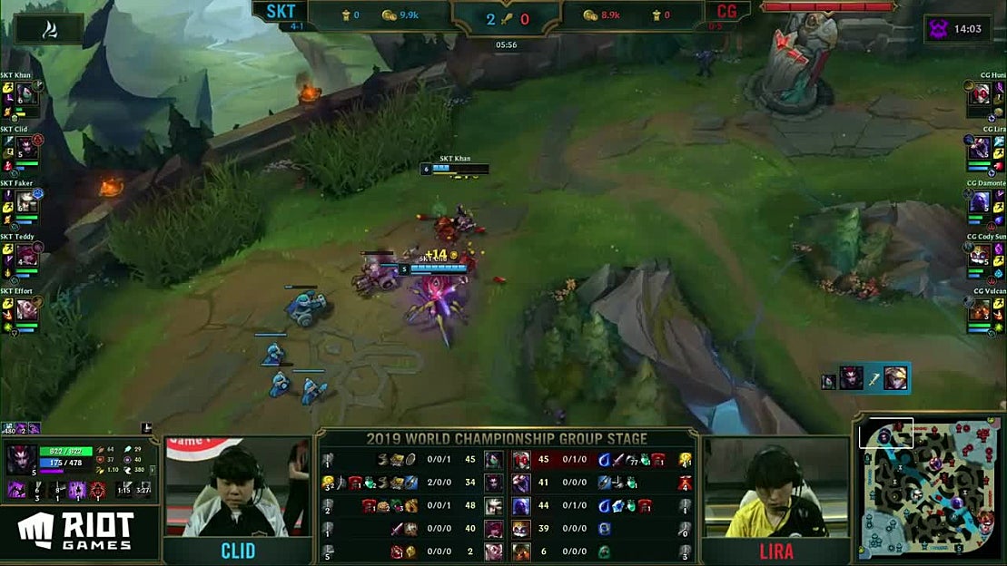 [10.19] 2019 롤드컵 SKT vs CG 그룹스테이지 5경기 CG vs SKT 1세트 하이라이트 - 네이버 TV