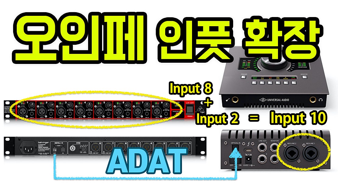 오인페 인풋 채널 확장 / ADAT optical /Behringer ADA8200 / UA apollo twin X / dbx ...