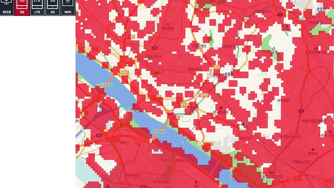 KT 5G 망 커버리지 지도 현황 4G LTE와 비교 2021년 3월 15일 기준 - 네이버 TV