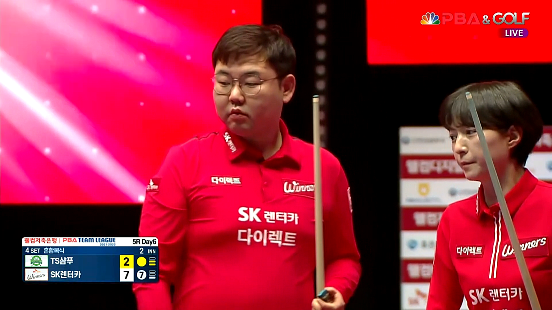 좋은 호흡으로 8연속 득점하며 앞서나가는 SK렌터카[웰컴저축은행 PBA 팀리그 5R] - 네이버 TV