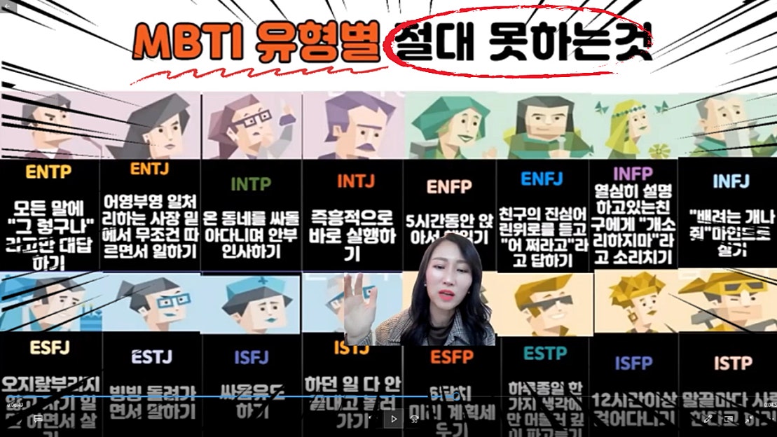 MBTI유형별 절대 못하는것, MBTI 딱 맞는 스타일, MBTI무료검사,MBTI무료스터디 모집! ISFP, INFP, I - 네이버 TV