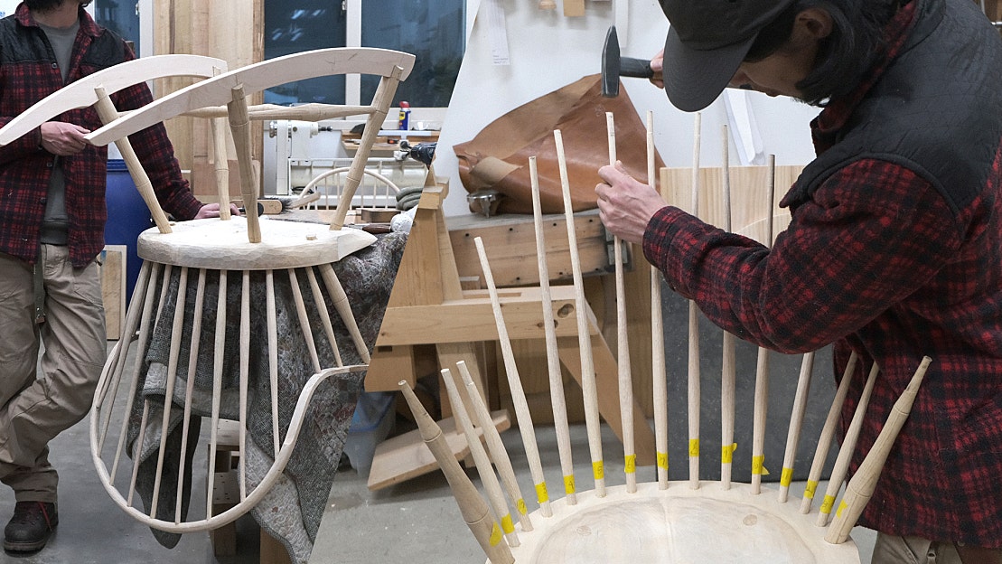 windsor chair making] 윈저 체어 만들기 7일차 (continuous arm rocking chair ...