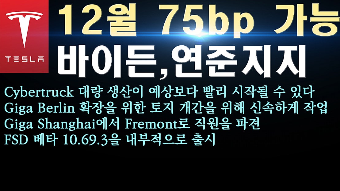 미국 금인상, 12월 75bp 가능! 바이든,연준긴축지지 #테슬라 #나스닥 #미국주식 - 네이버 TV