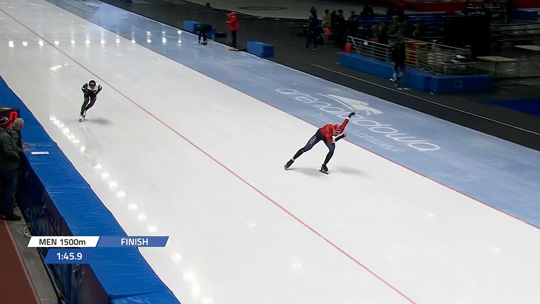 동시에 기록 다시 세운 야마다 카즈야와 페데르 콩스헤우 [월드컵 5차 남자 1500m] - 네이버 TV