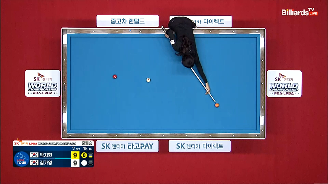 끝내기 뱅크샷 성공하면서 김가영을 상대로 2세트를 먼저 가져가는 박지현![SK렌터카 LPBA 월드챔피언십 2023] - 네이버 TV