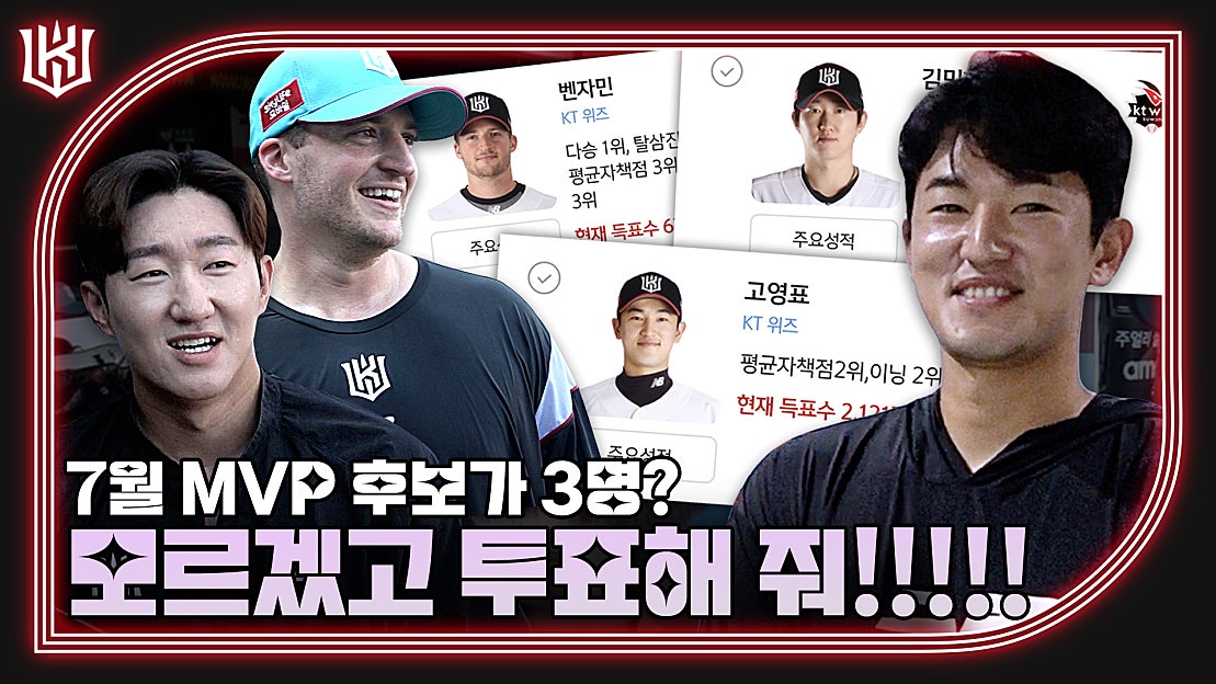 모르겠고! 투표해 주세요! 7월 MVP 후보에 kt wiz 선수만 3명?! (feat. 김광현) [위즈티비] - 네이버 TV