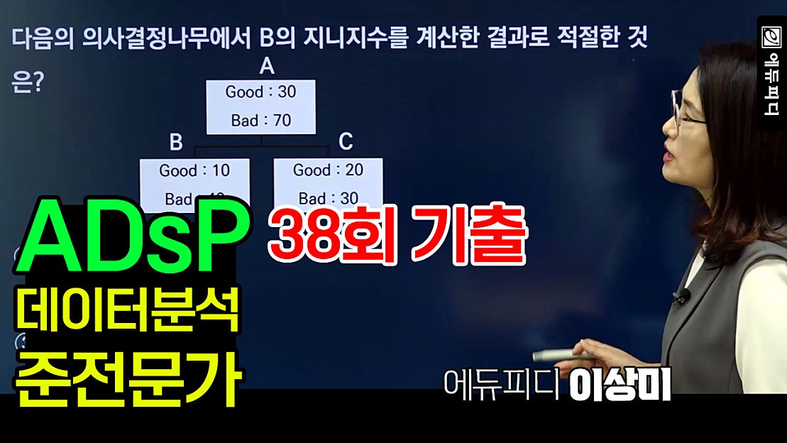 38회 ADsP 데이터분석준전문가 기출문제 (복원) 해설 강의 (3) _ 에듀피디 이상미 - 네이버 TV