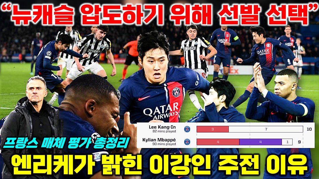 엔리케가 밝힌 이강인 주전 이유 음바페와 최고 호흡 파트너 프랑스 언론 뉴캐슬전 평가 네이버 Tv