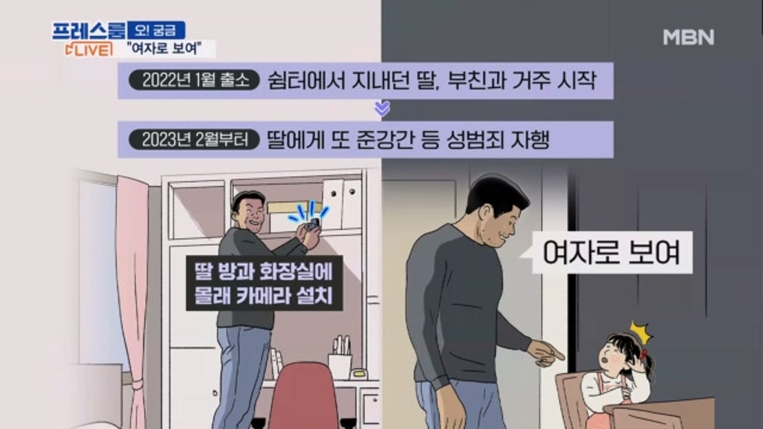 여자로 보인다 친딸 성폭행하고 몰카찍은 친부…출소하고 또 [프레스룸live 오 궁금] 네이버 Tv