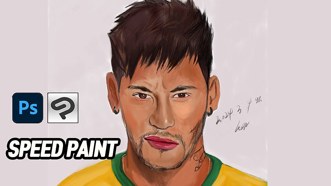 축구선수 네이마르 , 내스타일로 그리기 Neymar Junior, drawing in my style - 네이버 TV