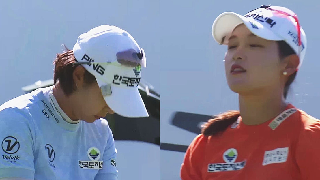 '왜 이러지?' 이상하게 흘러가는 박지영-박현경의 티샷 [제13회 KG 레이디스 오픈 2R] - 네이버 TV