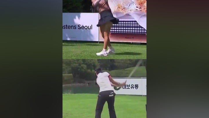 방신실 티샷 비교 : 대보 하우스디 오픈 2R VS Sh수협은행 MBN 여자오픈 1R - 네이버 TV