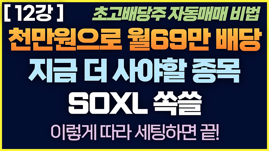 [1탄-12강]지금 더 사야할 종목 SOXL - 천만원으로 월69만원 배당 - 네이버 TV