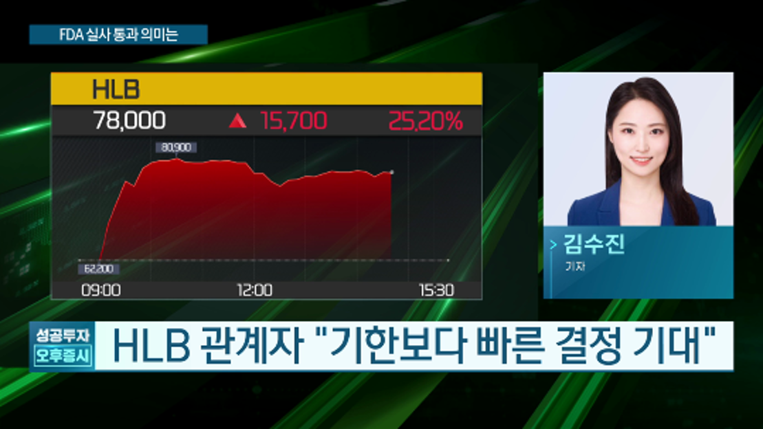 HLB, FDA 임상 실사 통과…"기한보다 빠른 결정 날지도" - 네이버 TV