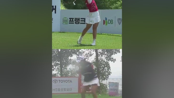 박현경 티샷 비교 Ok저축은행 읏맨 오픈 1r Vs Kga Db그룹 제38회 한국여자오픈 골프선수권대회 1r 네이버 Tv