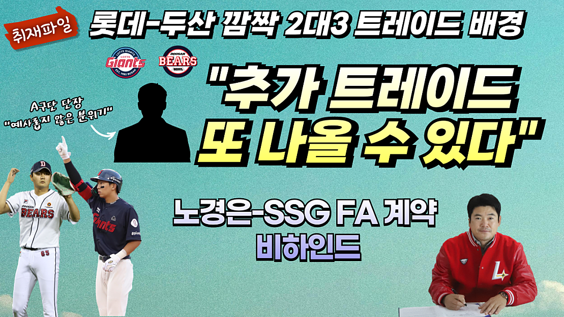 KBO 11~12월 대형 트레이드 성사 가능성은ㅣ롯데-두산 2대3트레이드 취재파일ㅣ노경은 FA 잔류 비하인드 - 네이버 TV