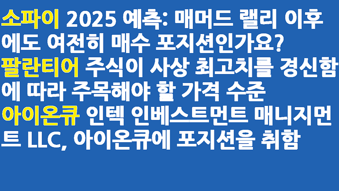 소파이(SOFI), 팔란티어(PLTR), 아이온큐(IONQ) - 네이버 TV