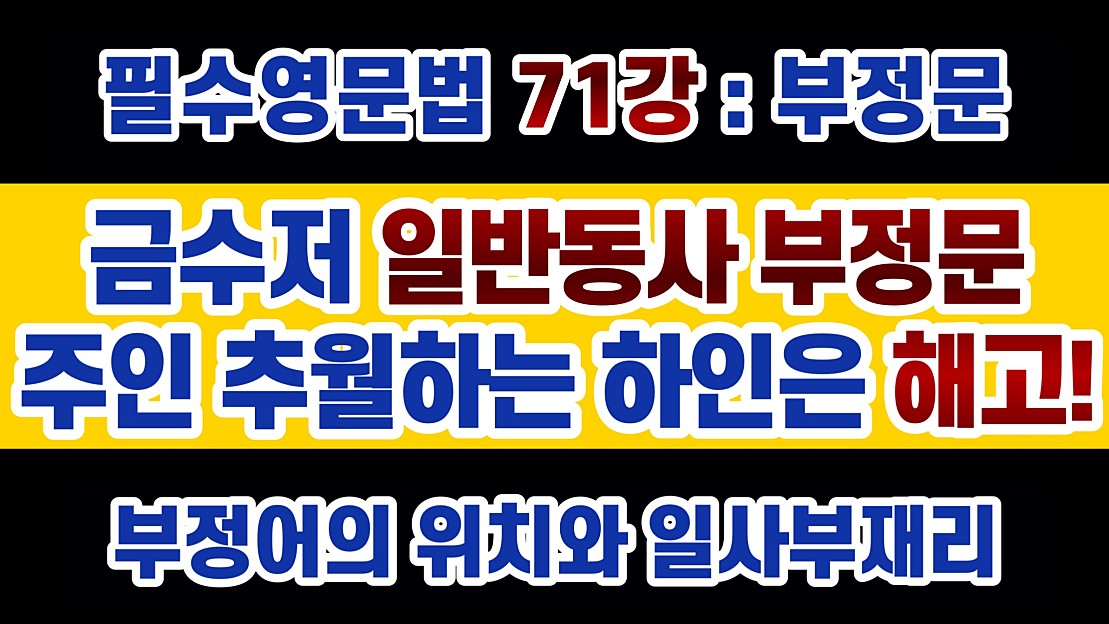영문법 71강 일반동사의 부정문 만들기 Feat 부정문 총정리 부정어의 위치와 일사부재리 원칙 네이버 Tv