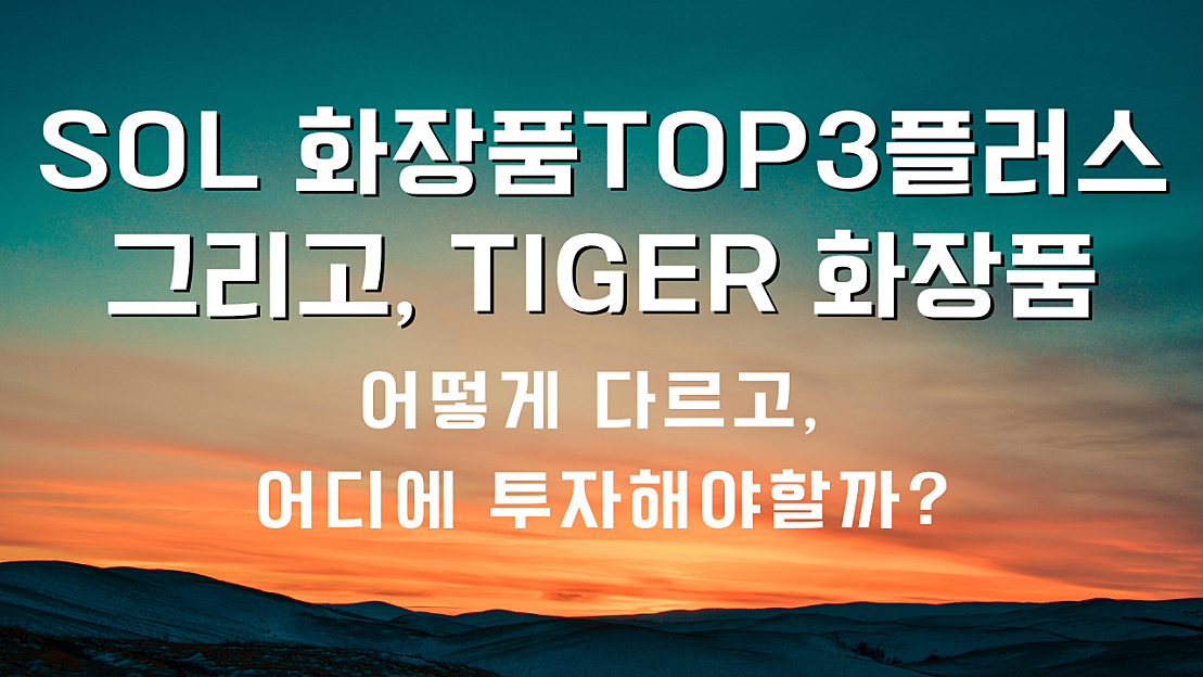 화장품ETF, SOL화장품TOP3플러스와 TIGER화장품 비교, 뭐가 다르고 어디에 투자할까? - 네이버 TV