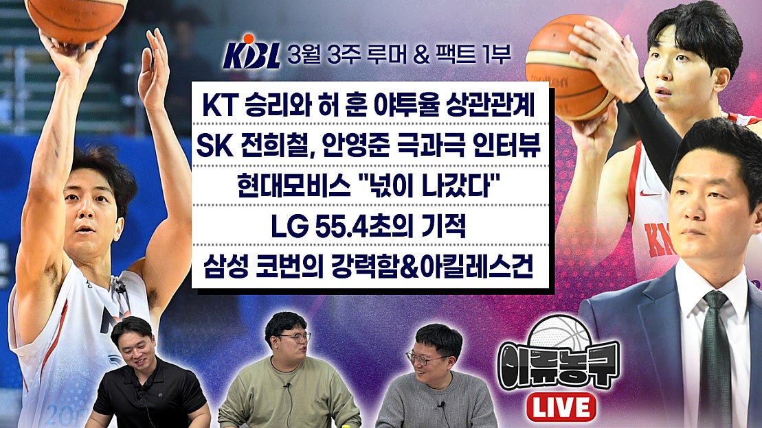 [KBL 루머 앤 팩트] KT 승리와 허 훈 야투율 상관관계ㅣSK 전희철, 안영준 극과극 인터뷰ㅣ현대모비스 "넋이 나갔다" - 네이버 TV