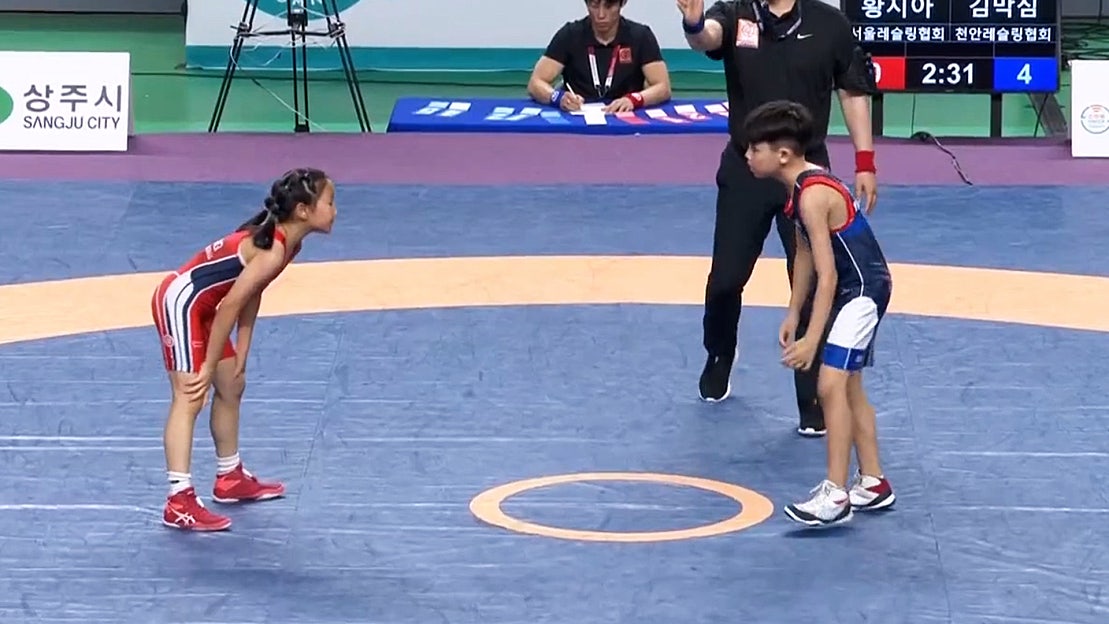 김막심 vs 황지아 - 초등부 자유형 34kg 결승 - 네이버 TV